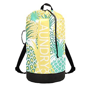 Pineapples Laundry Bag Backpack with Shoulder Straps Daisy Dirty Clothes Organizer Extra Large Heavy Duty for Camp College Dorm Room Essentials for Girls