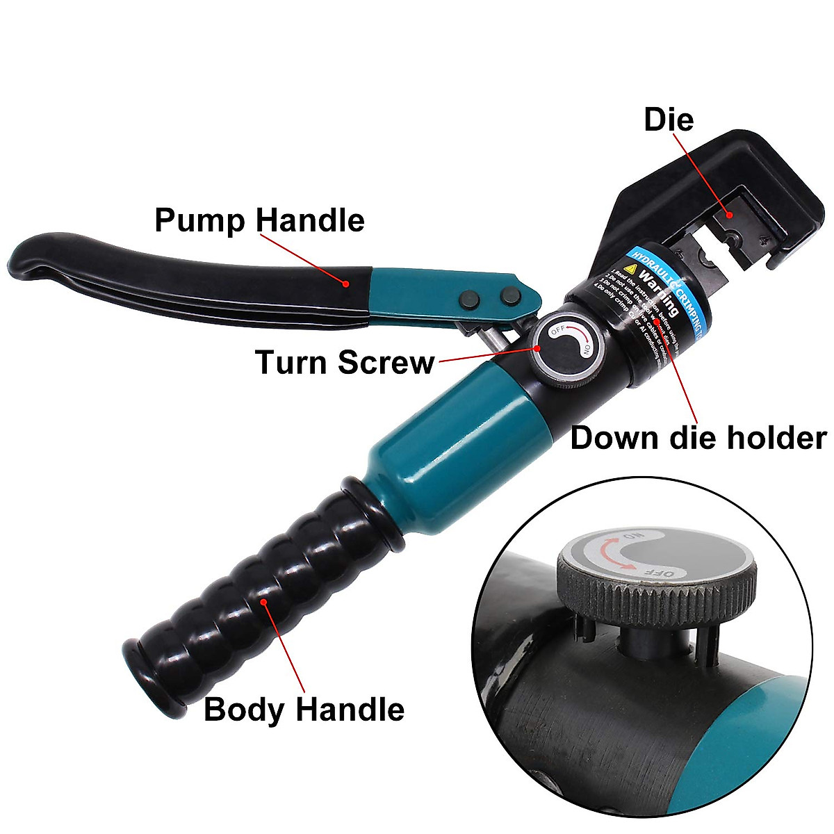 BLIKA 10 Ton Hydraulic Crimping Tool and Cable Cutter, Hydraulic Wire Battery Cable Lug Terminal Crimper Crimping Tool with 11 Dies, Wire Swaging Tool for 1/8" to 3/16" Cable Railing Hardware