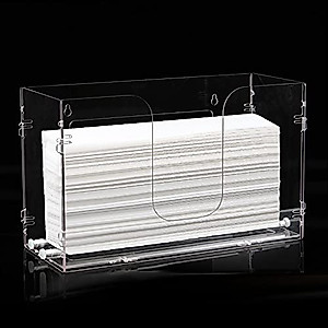 Evron Paper Towel Dispenser Countertop & Wall Mount Clear One-Hand Pull C Fold Z Fold Trifold and Multifold Paper Towel Holder (Simple Snap-on Assemble Before Use)