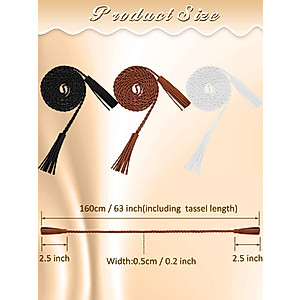 Geyoga 5 Pieces Rope Belt for Women Skinny Woven Boho Belt Braided Belt Stretch Thin Tassel Waist Belt Rope Chain Accessories for Skirt Dress, Christmas Party