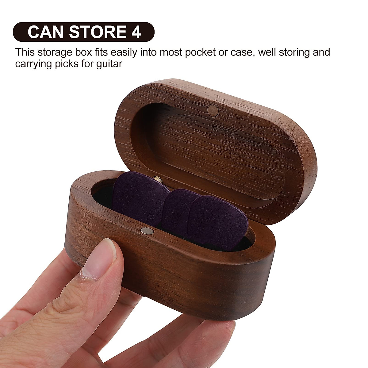 Guitar Display Case Guitar Pick Box Storage Wooden Guitar Picks Case Guitar Picks Holder Organizer Small Item Organizer for Bass Mandolin Banjo Ukulele Coffee Guitar Pick Case