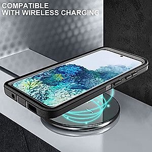 HONG-AMY for Samsung Galaxy S20 Case (NOT FIT Galaxy S20 FE/Plus/Ultra), with Self Healing Flexible TPU Screen Protector [2 Pack], 3 in 1 Heavy Duty Case for Samsung S20 5G (Black/Grey)