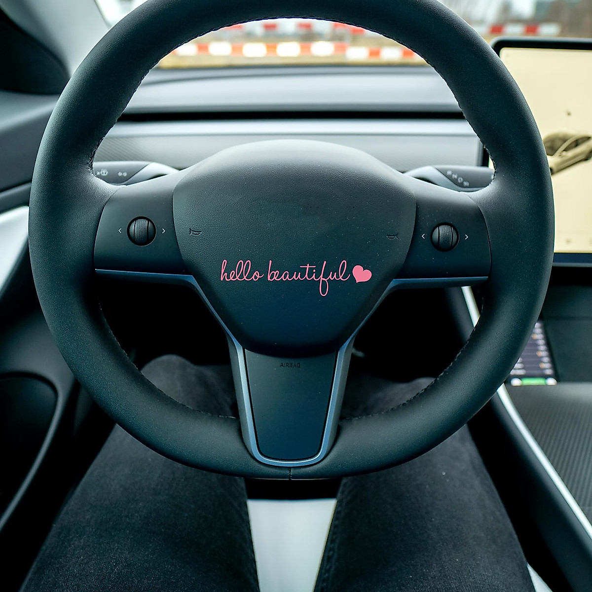 3x Hello Beautiful Rearview Mirror Decal,Vinyl Pink Car Decals For Women,Vanity Mirror Stickers,Girl Car Decal Gifts,Car Window Decal,Car Mirror Pink Sticker,Car Window Decal, Self Affirmations Decal