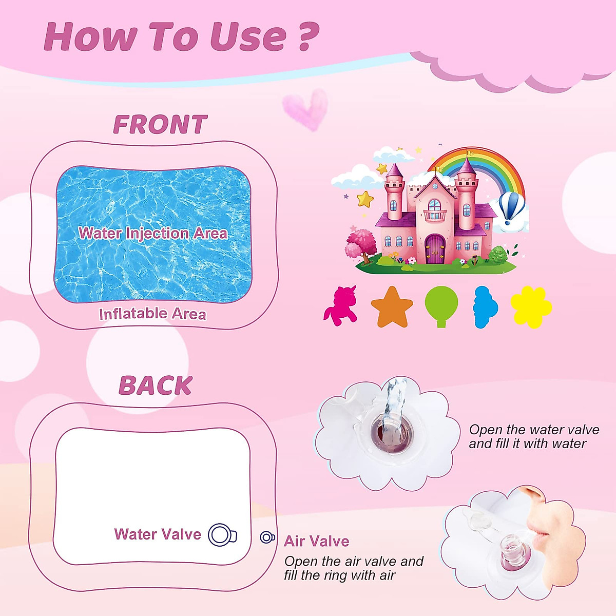 Inflatable Tummy Time Mat, Baby Girl Toys for 3 6 9 Months Infant Sensory Development, Tummy Time Toys for Baby Girl Gifts, Great Gift Idea for Newborns