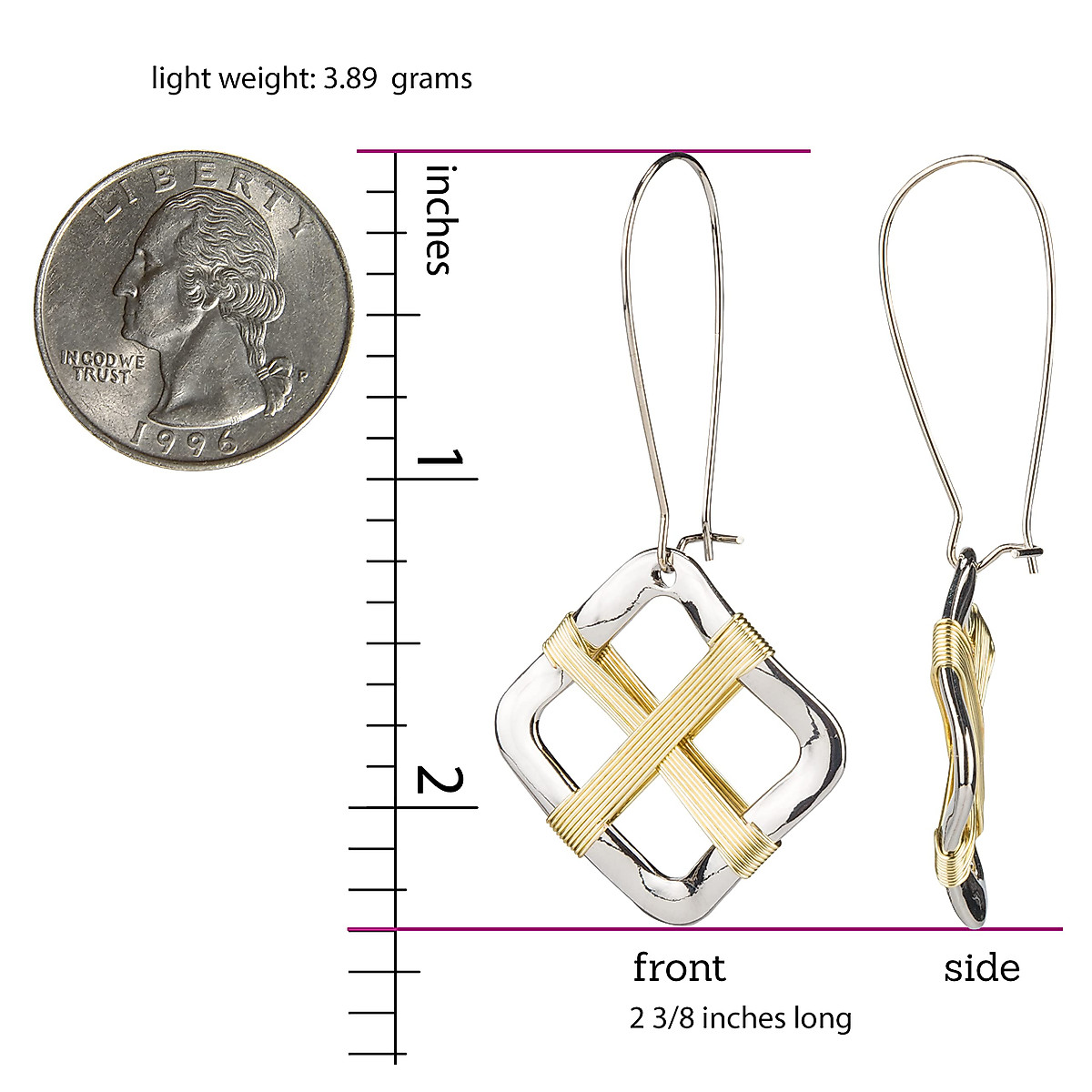 SPUNKYsoul Handmade Gold and Silver Wire Wrapped Earrings for Women (3 Piece Set Silver with Gold Wire)