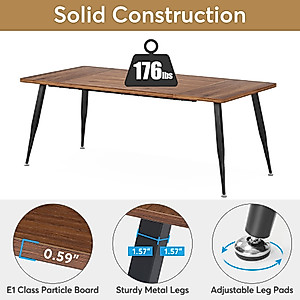LITTLE TREE 70.9 Inch Large Rectangular Dining Table Kitchen Furniture,Brown+Black