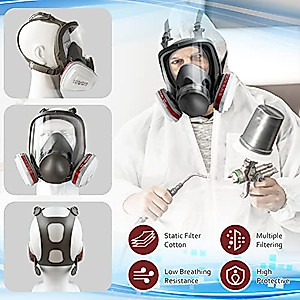 GZYZAMZ 6800 Full Face Gas Mask - Anti-fog, Dust-proof Respirator Nuclear with 2097 & 6001CN Filters Protection for Painting, Mechanical Polishing, Welding and Other Work Protection