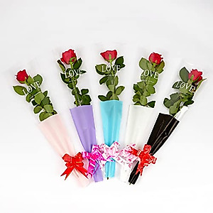 Flower Sleeves for Bouquets Bags Big Rose Sleeve Plastic Flower Bags for Bouquets Sleeves Floral Wrap F5-S-Red-100pcs