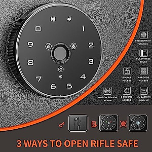 Atripark 10 Rifle Gun Safe with Fingerprint, Unassembled Gun Safes for Home Rifle and Pistols, Quick Access Gun Safes for Rifles and Shotguns with Keypad, Gun Cabinet with Adjustable Racks