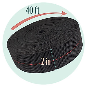 BambooMN Two-Inch Latex Elasbelt Webbing for Chair Repair - 40' Roll Black