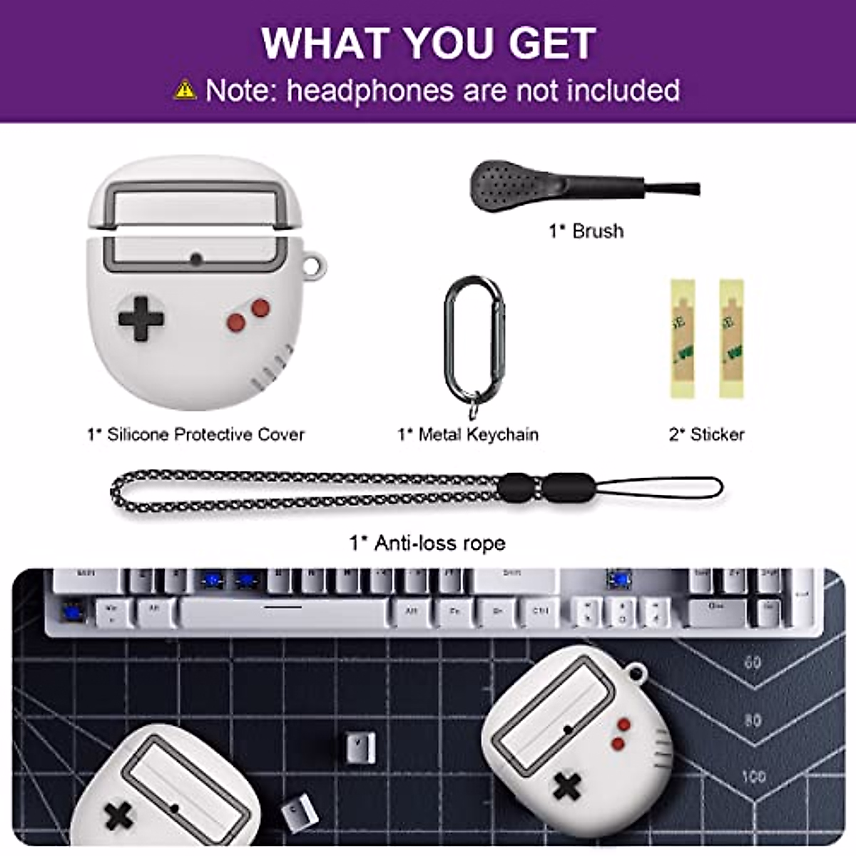 [6in1 Set] Cute Case for Bose QuietComfort Earbuds II Case(2022), Shockproof Protective Bose QuietComfort Earbuds ii Case Cover Bose QC ii Earbuds Silicone Accessories with Carabiner & Lanyard