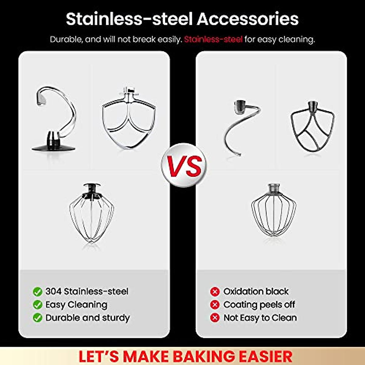 HAUSWIRT Stand Mixer,1000W 8+P Speed Tilt-Head Kitchen Mixers with LCD Display Timer,Planetary Mixing Food Mixer with Stainless Steel Bowl,Dough Hook, Beater & Wire Whip