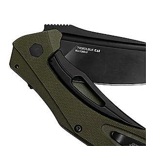Kershaw Natrix XL Pocketknife (7008OLBLK); 3.75-inch Drop-Point Blade with Black-Oxide Coated 8Cr13MoV Steel; Olive-Drab G10 Handle Scales; KVT Ball-Bearing Manual Open; Reversible Pocketclip; 4.1 oz