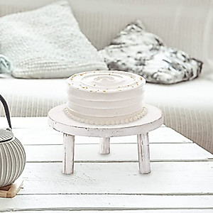 Elsjoy Set of 3 Wooden Cake Stand Round Dessert Display Riser, Stackable Cupcake Stand with Legs, Whitewashed Shabby Retail Bakery Serving Stand for Table Centerpieces, Wedding, Birthday, Party Decor
