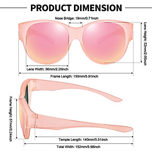 URUMQI Sunglasses Fit Over Glasses for Women, Polarized UV400 Protection Sun Glasses Trendy Round Cat Eye Shades Large Lens