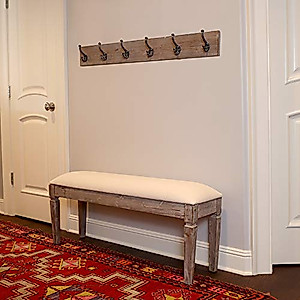 Décor Therapy Waverly Wood Bench with Coat Rack Set, Measures 42x11.8x17.75, Winter White