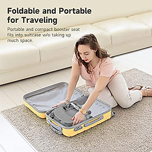 YOLEO High Chairs for Babies and Toddlers, Booster Seat for Dining Table with 4 Level Height Adjustable, Travel High Chair Folding Booster Seat with Cushion (Grey)