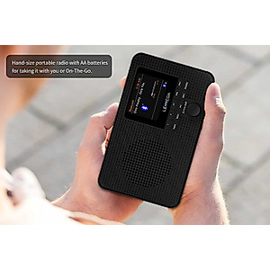 LEMEGA IR1 Portable WiFi Internet Radio,FM Digital Radio,Bluetooth Speaker,Dual Alarms Clock,Sleep Snooze Timer,40 Presets, Headphone-Output,Colour Display,Batteries or Mains Powered – Black Finish