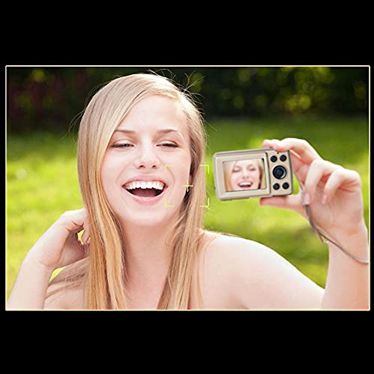 Bibabala Portable Digital Camera, 2.4'' TFT HD Digital Compact Cameras, 16MP Zoom Recording Pocket Camera, Point and Shoot Cameras Mini Camerasfor Kids, Beginners,Teens(Gold)