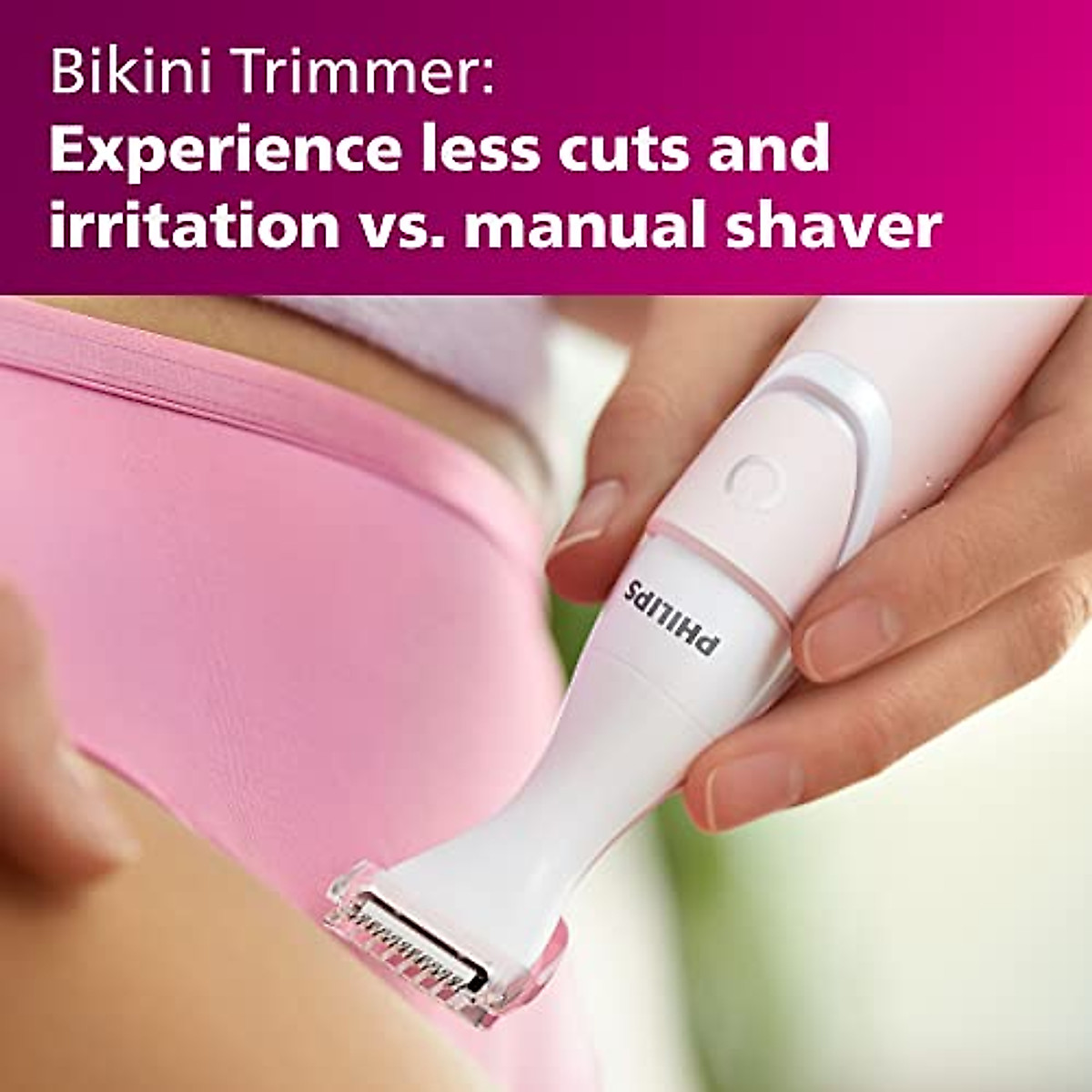 Philips Beauty Women's Bikini Trimmer and Precision Trimmer Special Edition Bundle, BRT387/90,Pink and White
