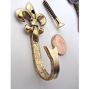 Medium Decorative Fleur De Lis Wall Decor Hook, Gold Metal HK-600AG