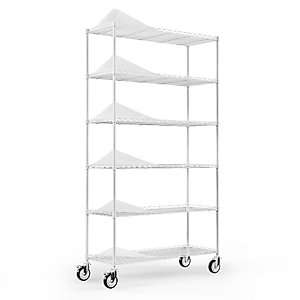 pouseayar Kitchen Shelves Organizer, 6 Tier 2100LBS Metal Wire Shelving Rack w/Innovative Side Mesh, Heavy Duty Adjustable Shelving Units and Storage for Home Office Garage, 87.5" H x 48" W x 18" D