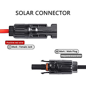 CERRXIAN 14AWG 3.2FT Solar Extension Bare Wire Cable with Female and Male Connector with O Ring Solar Panels, Charge Controller(Black+Red) (14AWG 3.2FT)-o