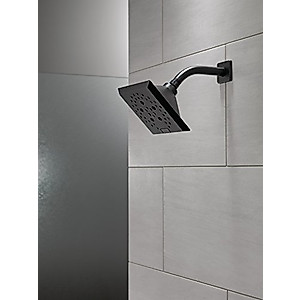 Delta Faucet 5-Spray H2Okinetic Raincan Shower Head, Black Showerhead, Square Shower Head, Delta Shower Head, Water Saving Shower Head, Matte Black 52664-BL