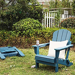 SERWALL Folding Adirondack Chairs Weather Resistant for Outdoor, Patio, Lawn, Garden, Backyard Deck, Fire Pit - Blue