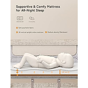 Baby Bassinet Bedside Sleeper, besrey Bedside Bassinet for Newborn Infant with Comfy Mattress, 9 Height Positions, Adjustable Bedside Crib with 360° Swivel Wheels, Bassinet Sleeper with Storage Basket