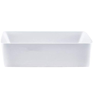 Novatto Rectangular White Porcelain Vessel Sink with Rubbed Bronze Drain Set