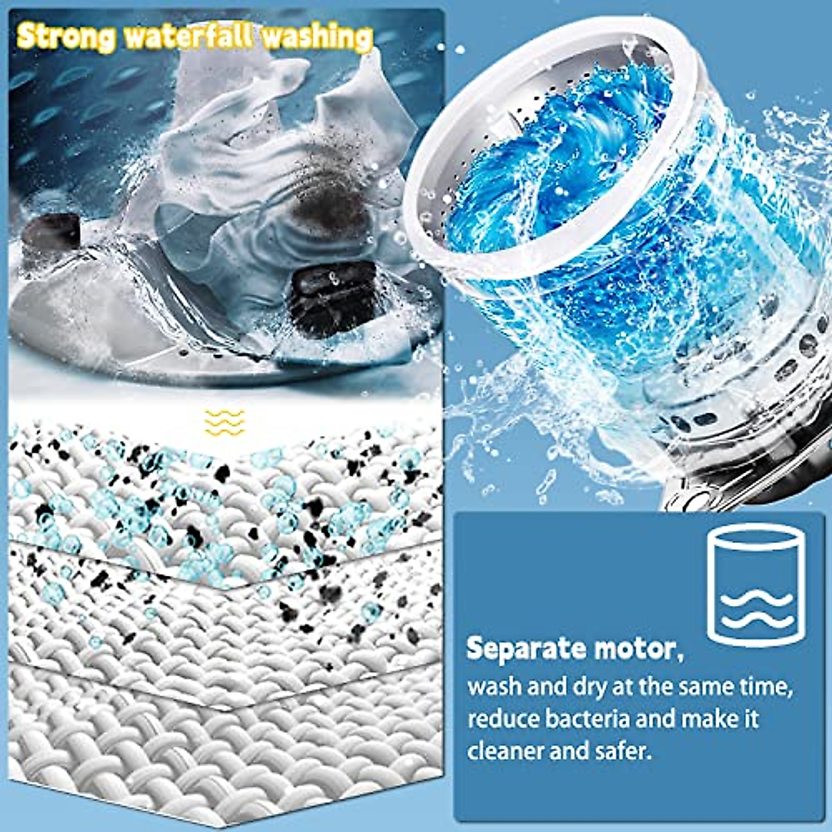 Greenvelly Portable Washing Machine Washer, 17.6 Lbs Small Mini Twin Tub Washer and Dryer Combo, Compact Laundry Clothes Washer, Automatic Wash and Spin Cycle for Apartment RV Dorm Camping (Blue Glass)