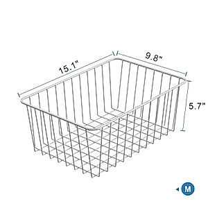 iSPECLE Freezer Organizer Bins - 4 Pack Medium Upright Freezer Baskets for 14 to 15.5 cu.ft Stand up Freezer, Easily Sort and Get Food, Air Circulation Stop Food Sliding out from Freezer, White