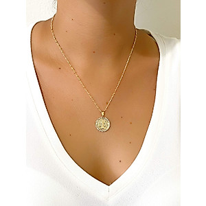 18K Gold Plated Saint Benedict Pendant Necklace for Women Religious Jewelry