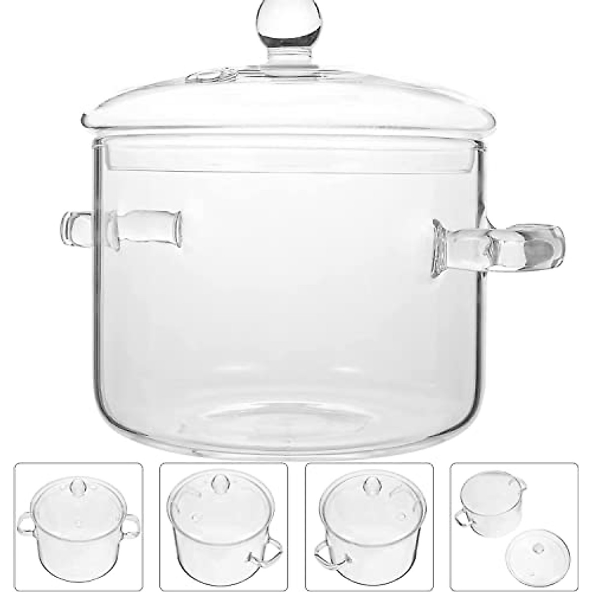Glass Saucepan with Cover Heat-resistant Glass Stovetop Pot and Pan with Lid for Pasta Noodle, Soup, Milk, Baby Food (64oz/1900ml)