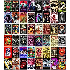Houti 4×6" Vintage Album Cover Posters for Room Decor Aesthetic 80s 90s, Music Wall Collage Kit for Teens Bedroom, Cool Oldschool 70s Rock Bands Posters 50pcs