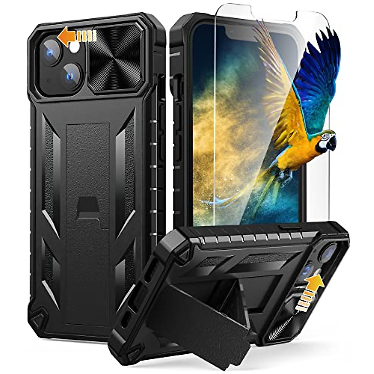 SOiOS for iPhone 13 iPhone14 Case with Stand: iPhone 13 iPhone14 Cover with Kickstand | Shockproof Military Grade Protective Cell Phone Case | TPU Durable Rugged Bumper Textured Matte Hybrid Design