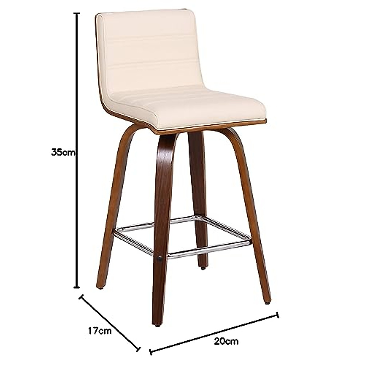 Armen Living Vienna Counter Height Bar Stool Kitchen and Dining, 26" Cream/Walnut, More color/size option