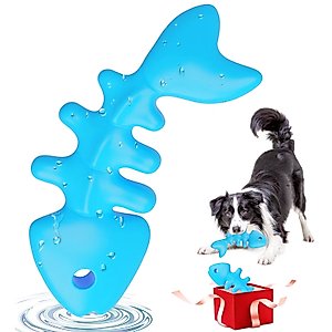AOTYPE Dog Chew Toys for Aggressive Chewers, Indestructible Dog Toy for Large Breed,Tough Nylon Fish Bone Dog Chew Toys, Real Bacon Flavored Dog Toys to Keep Them Busy