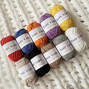 2x50g Easy Yarn for Crocheting and Knitting, Crochet Yarn for Beginners, Easy to See Stiches, Worsted Medium #4 Cotton Nylon Blended Yarn (Blue)