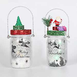 2 Pack Christmas Jar Lantern Craft Kit for Kids, Arts and Crafts DIY Musical Fairy Night Light Santa Elk Lamp Birthday Supplies Gift Xmas Christmas Stocking for Home Garden Decor