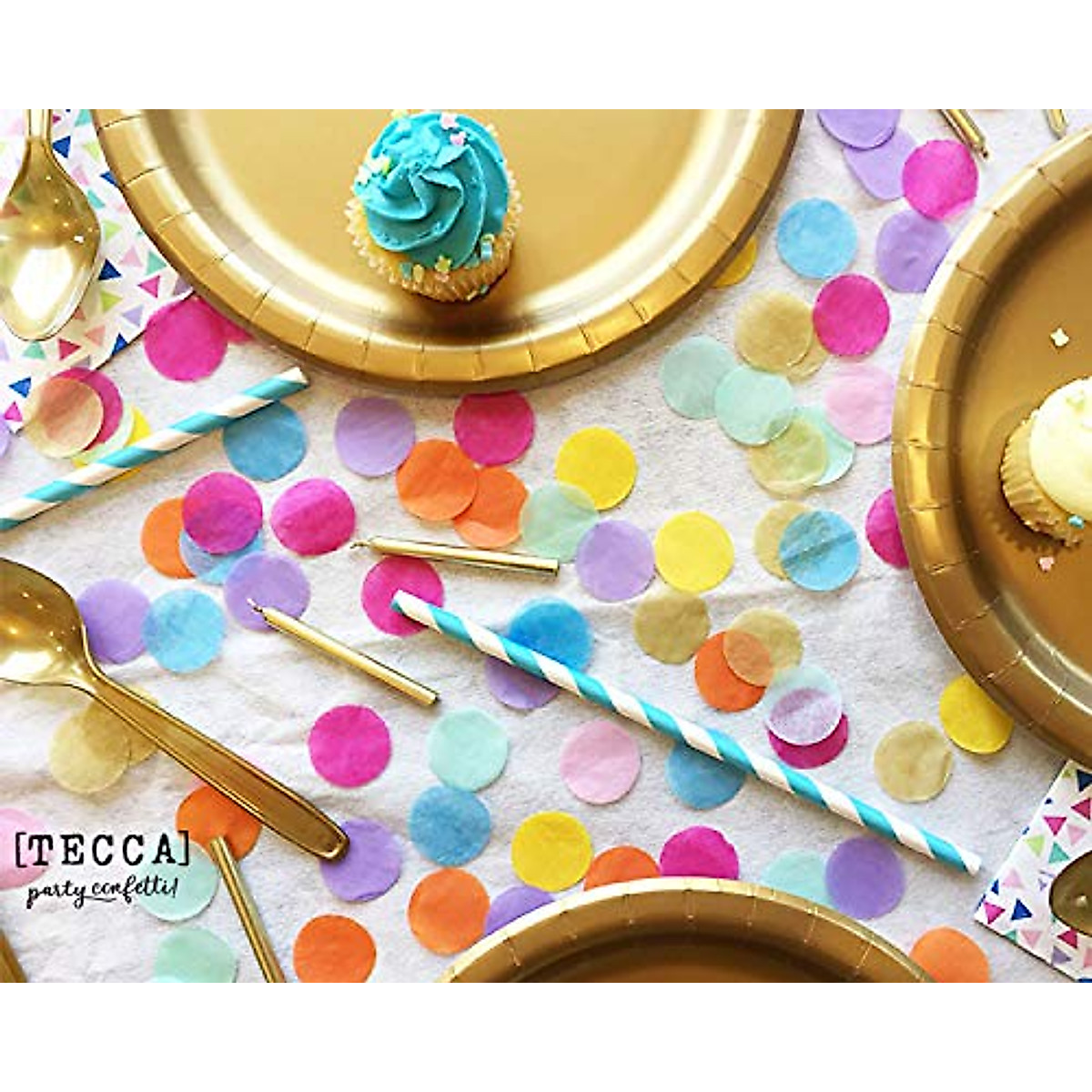 TECCA Confetti - Premium Quality Colorful Tissue Paper Confetti Circles - Specially Crafted for Birthdays, Weddings, Baby Showers, Arts & Crafts, Packaging and More!