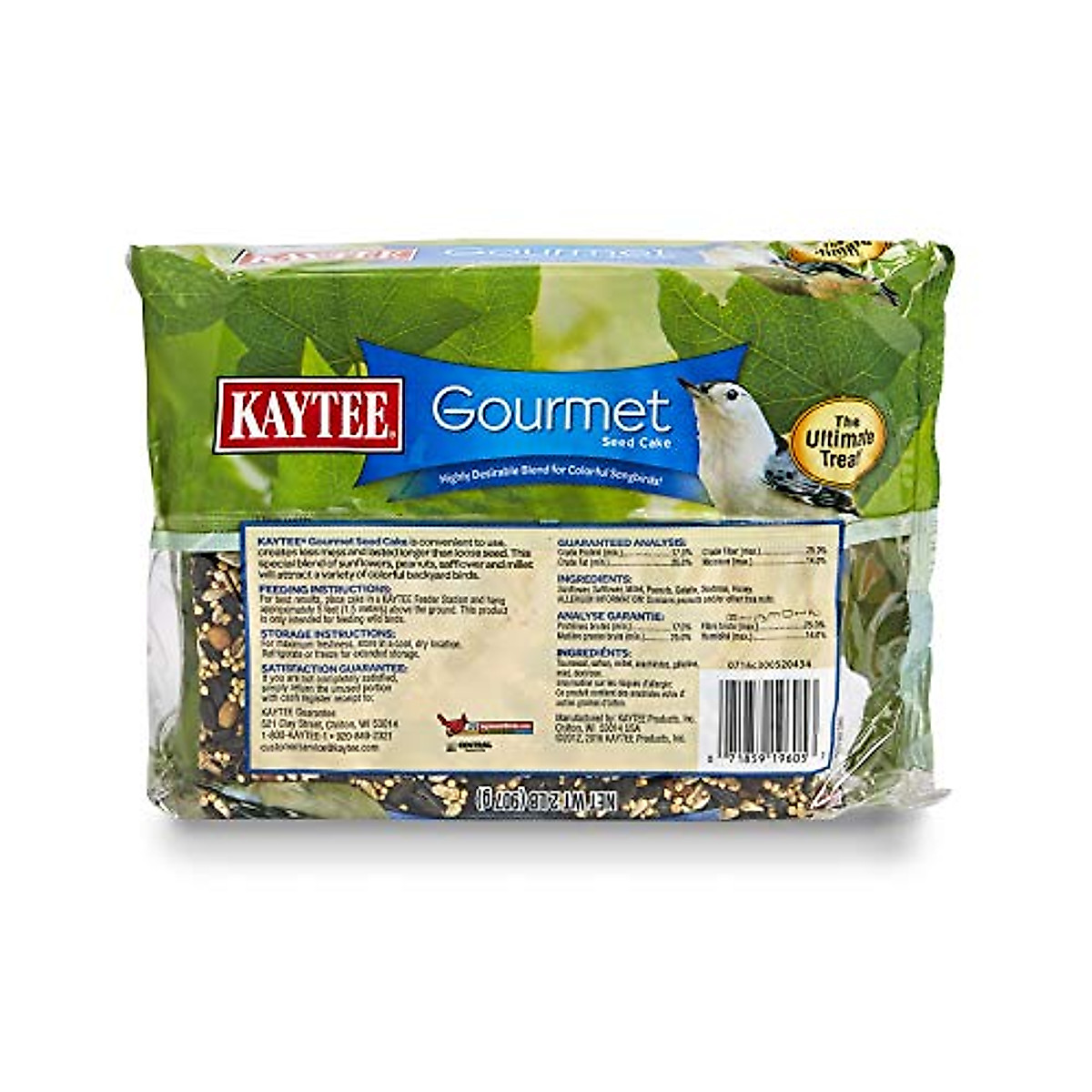 Kaytee Wild Bird Gourmet Seed Cake For Cardinals, Chickadees, Juncos, Titmice, Woodpeckers and More, 2 Pounds