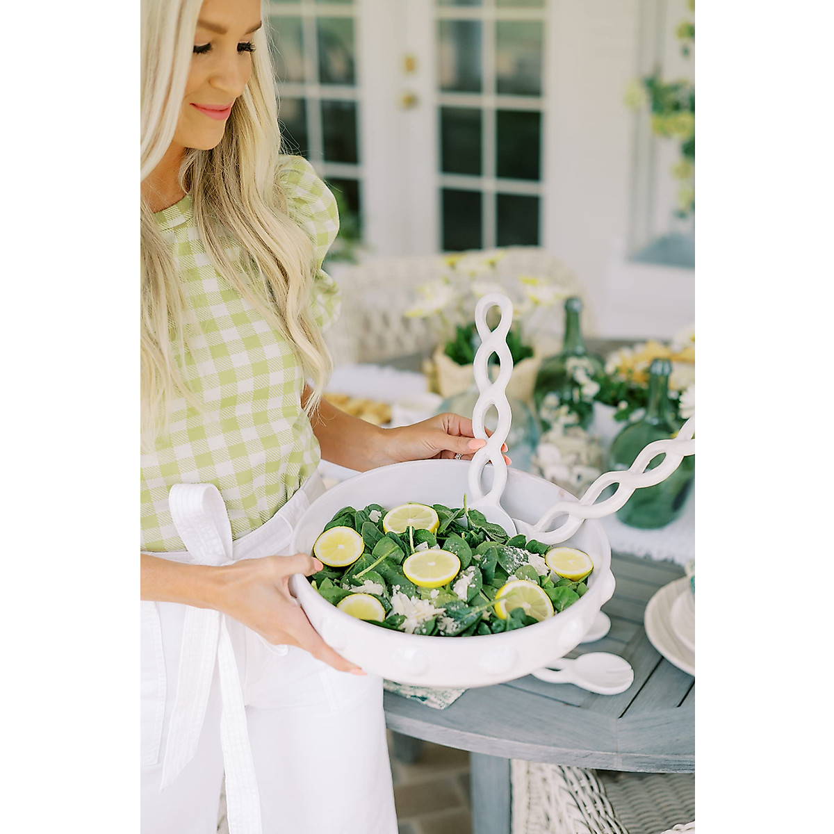 Mud Pie, White, Twisted Wood Server Set, 12"