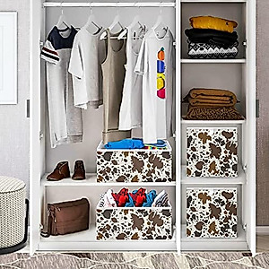 xigua Cow Print Cube Storage Bin Large Collapsible Storage Box Canvas Storage Basket for Home,Office,Books,Nursery,Kid's Toys,Closet