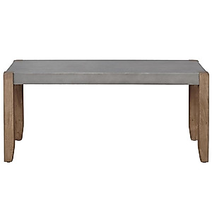 Alaterre Furniture Newport 40" L Faux Concrete and Wood Bench
