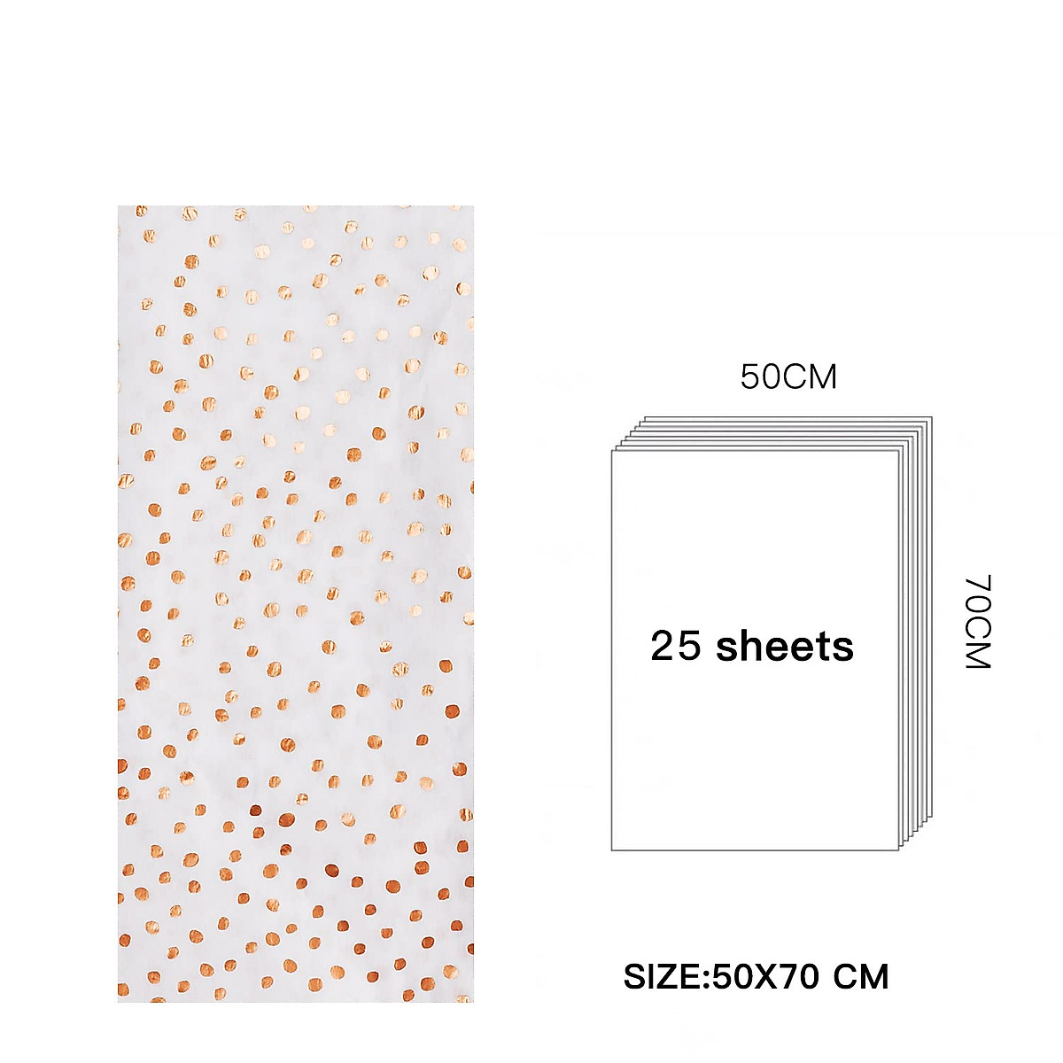 WRAPAHOLIC Gift Wrapping Tissue Paper - 25 Sheets 19.7x27.5 Inch Metallic Rose Gold Dots Tissue Gift Wrap Paper Bulk for Packing, DIY Crafts