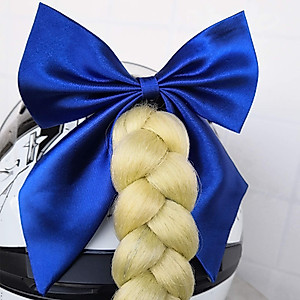 3T-SISTER Helmet Pigtails Helmet Braids Ponytail Helmet Hair with Suction Cup for Motor Bike 1PCS 24inch Ombre Blonde to Blue (Helmet not Included)