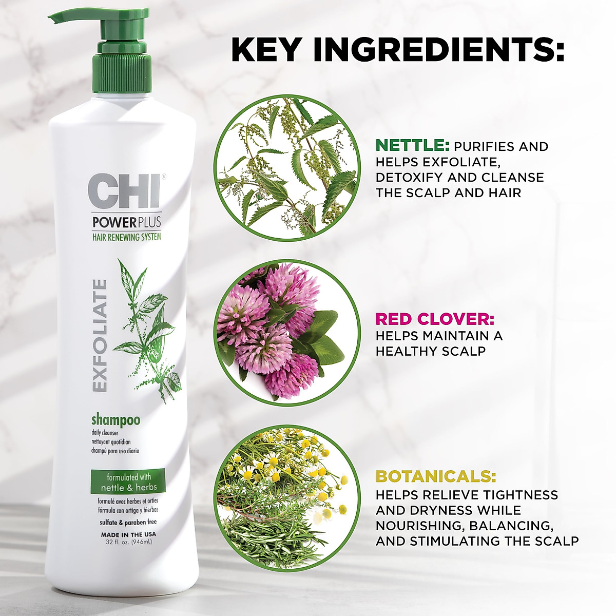 CHI Powerplus Scalp Renew System Exfoliate Shampoo, 32 Fl Oz