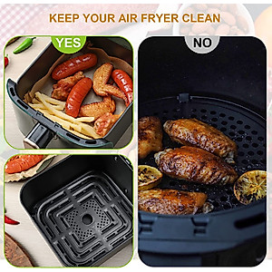 MT&L Air Fryer Disposable Square Paper Liner 6.3 in Fit 3-5 Qt, Non-Stick Waterproof Oil Grease Proof Parchment Liners Baking Paper for Air Fryer | Microwave | Grill
